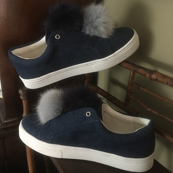 Sam Edelman | Shoes | M Sam Edelman Denim Platform Sneakers W Poms ...